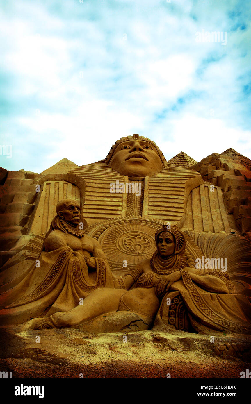 sand sculpture egyptian pharaoh cleopatra Stock Photo - Alamy