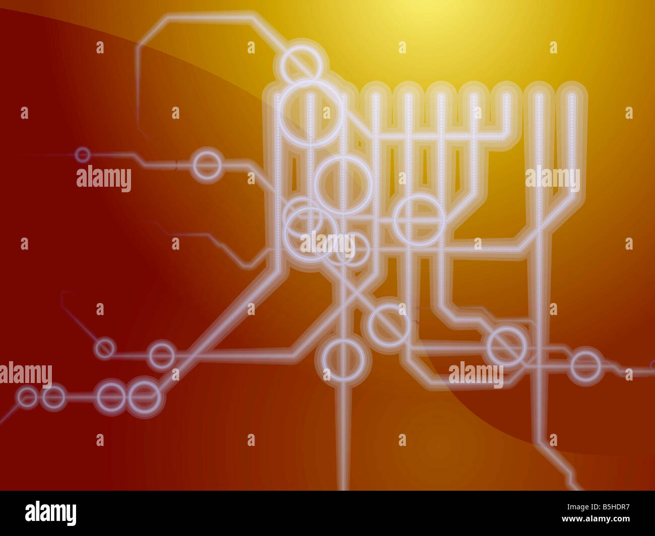 Abstract technical schematic diagram illustration with circuitry and ...