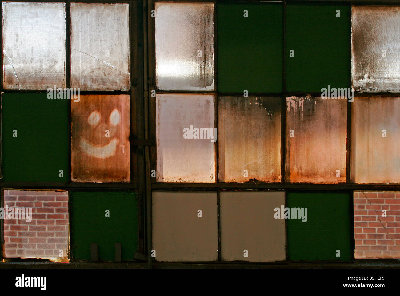 happy face windows light wall Stock Photo - Alamy