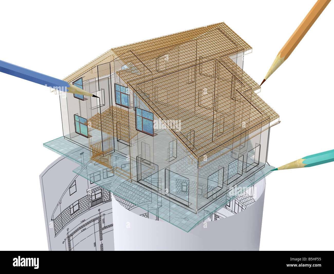 Residential house on architect s drawing Stock Photo - Alamy