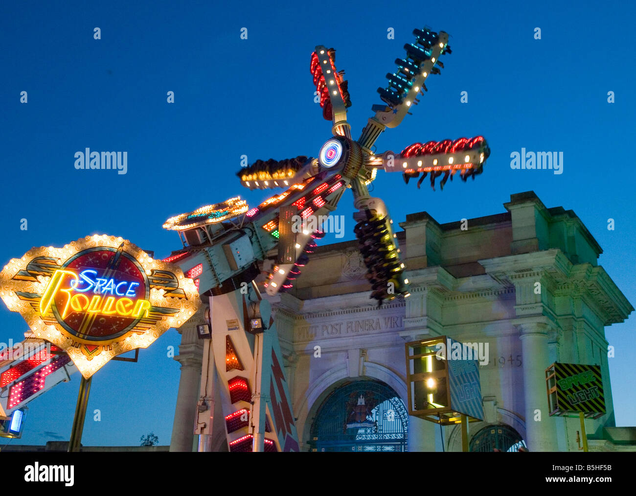 A colourful fairground ride at the annual Riverside Festival in ...