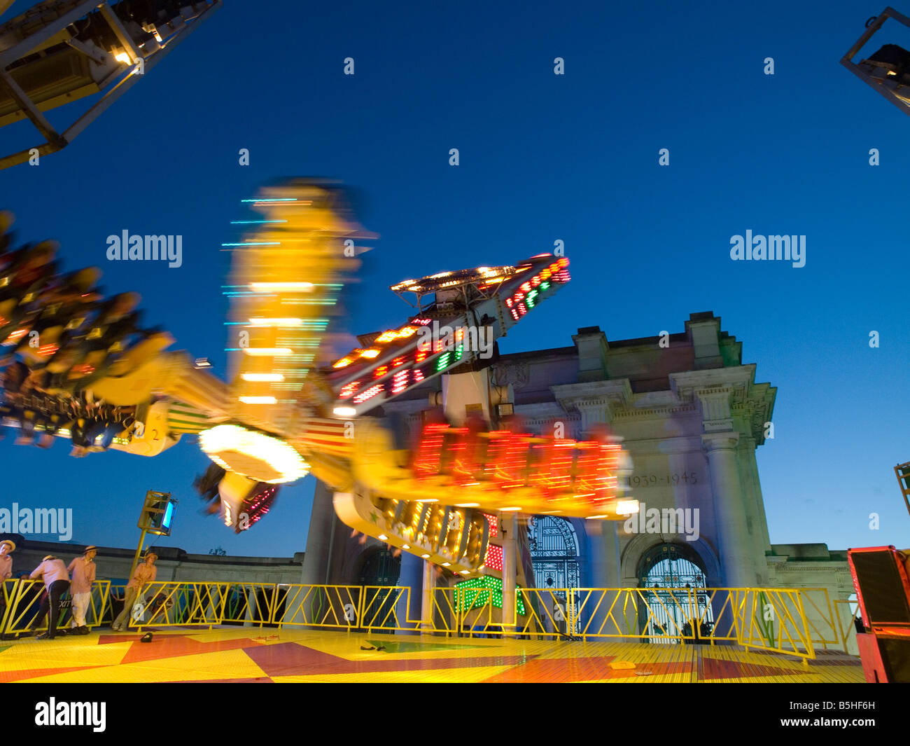 A colourful fairground ride at the annnual Riverside Festival in ...