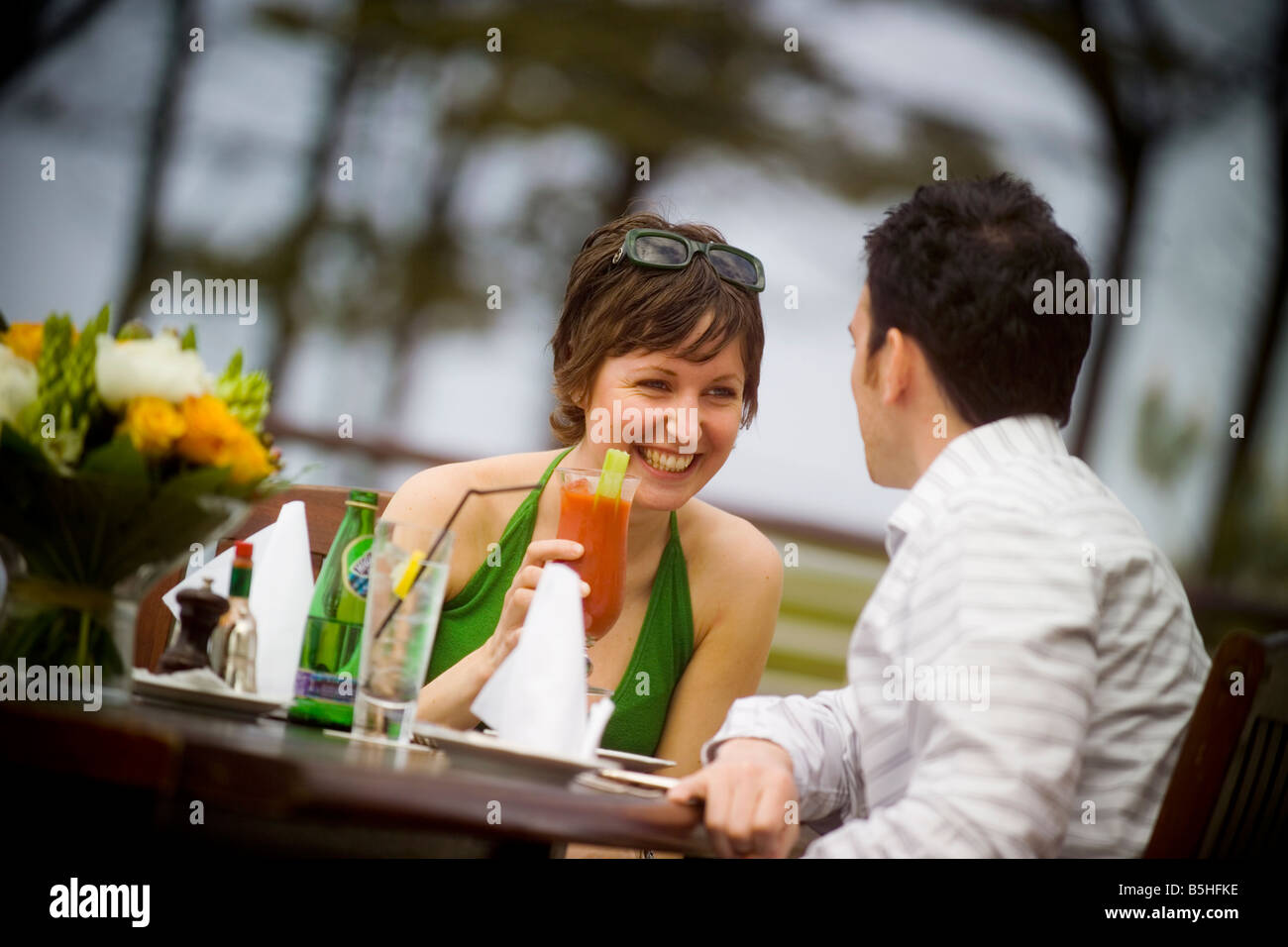 couple having dinner outside Stock Photo - Alamy