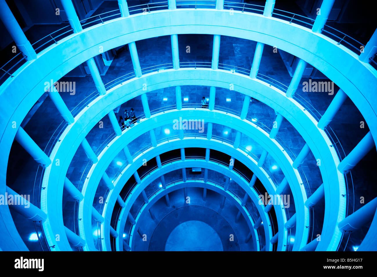 Circular interior building blue toned Stock Photo - Alamy