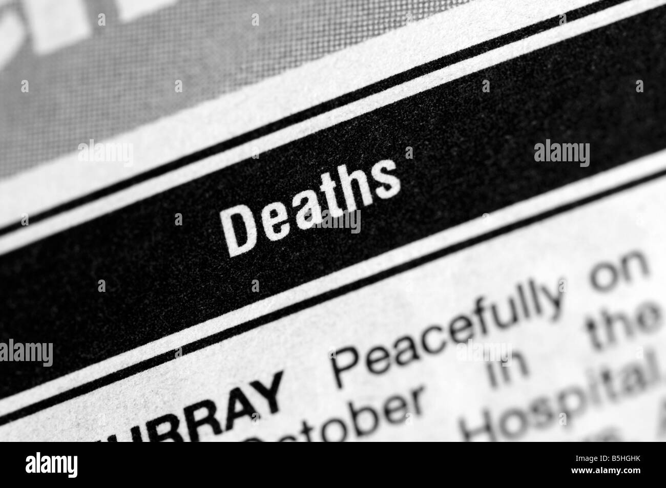 Newspaper obituary Black and White Stock Photos & Images - Alamy
