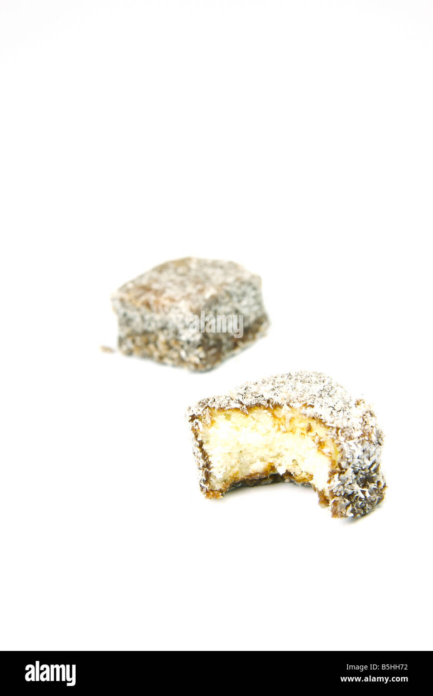 Lamingtons isolated against a white background Stock Photo - Alamy