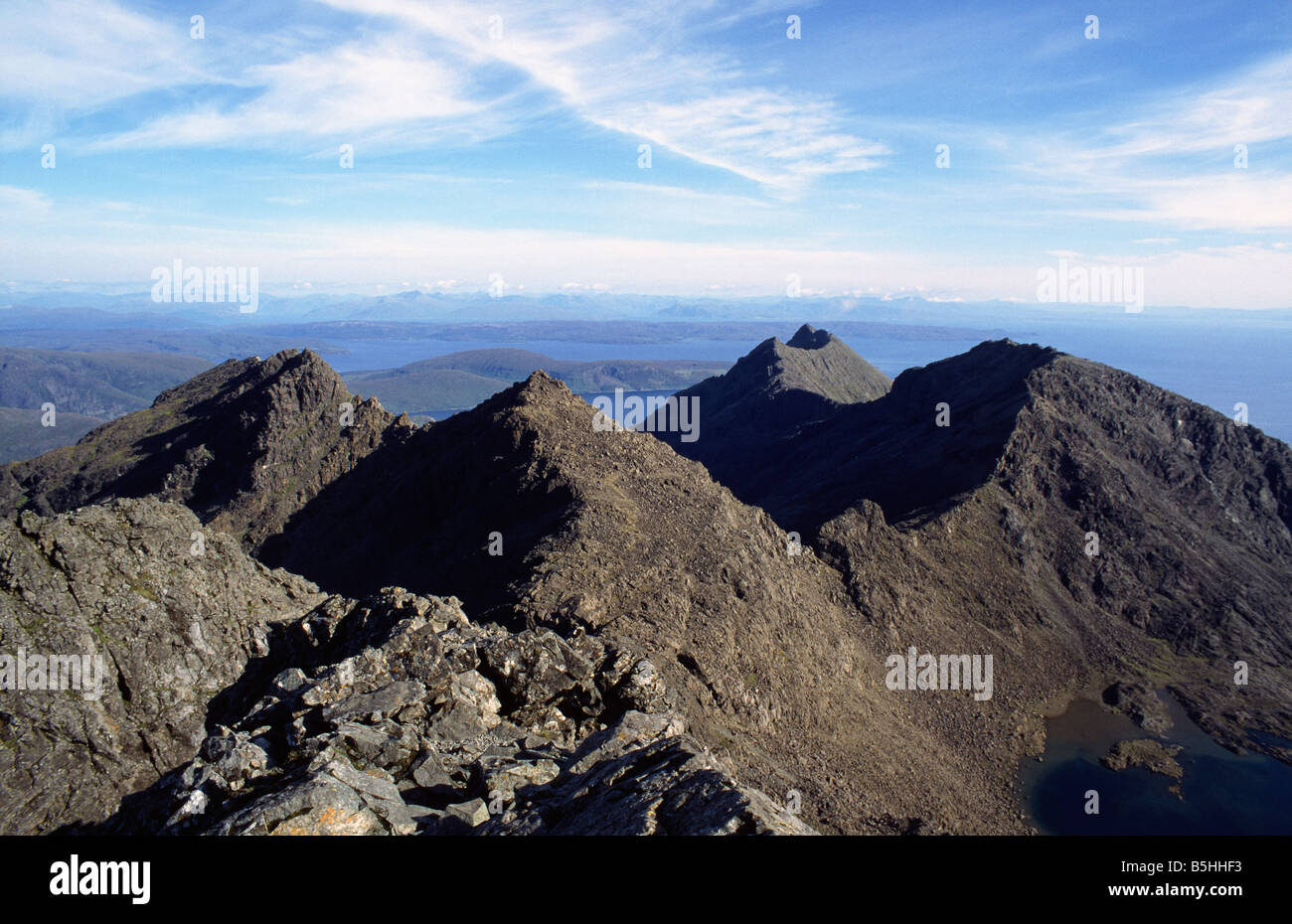 The southern end of the Cuillin Ridge viewed from Sgurr Alasdair, Isle ...