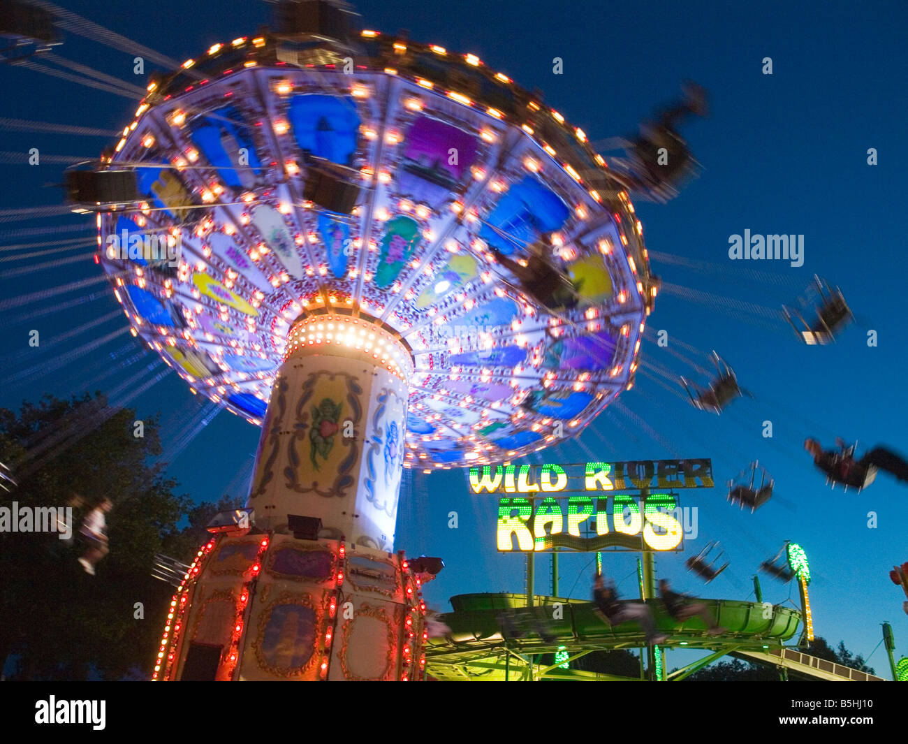 A colourful fairground ride at the annual Riverside Festival in ...