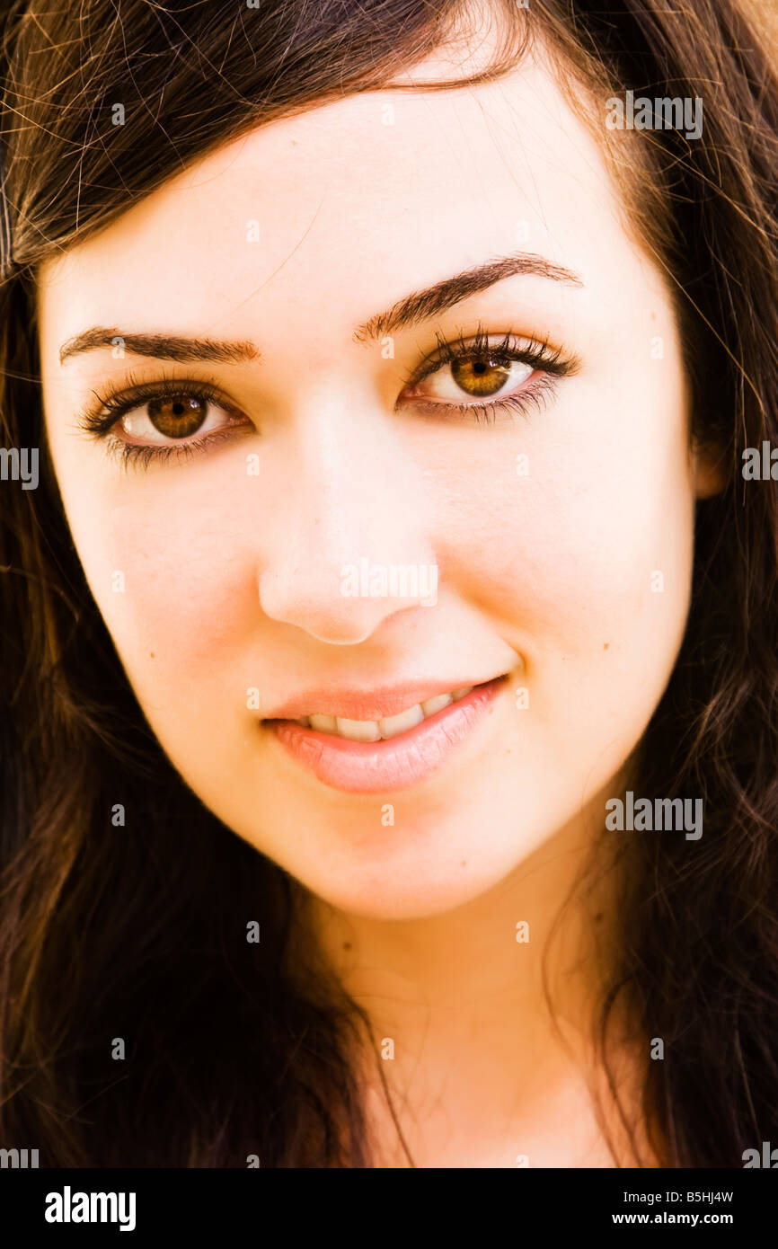 Green eyed beauty smiling at camera Stock Photo - Alamy