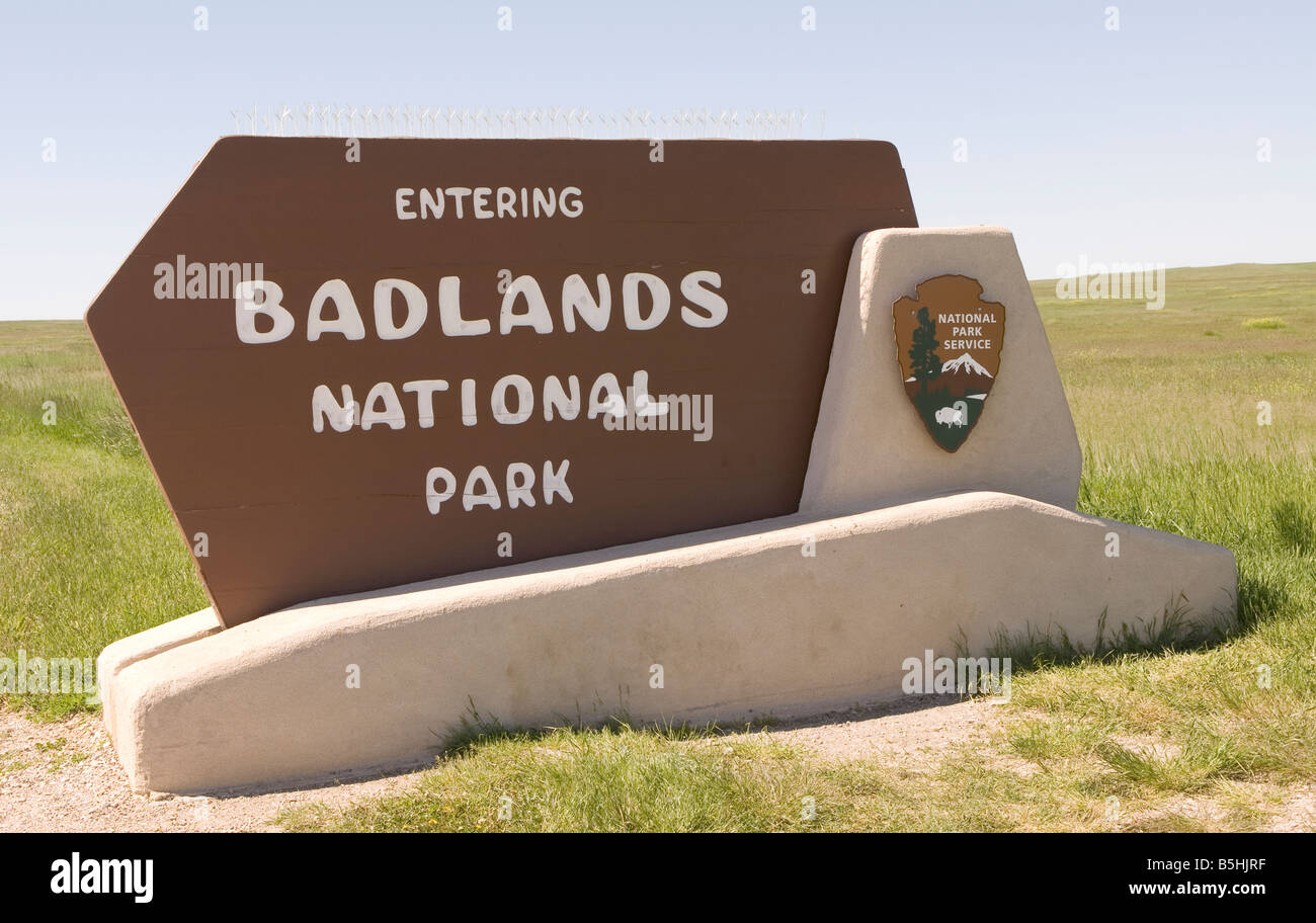 Badlands National Park Sign South Dakota USA Stock Photo - Alamy
