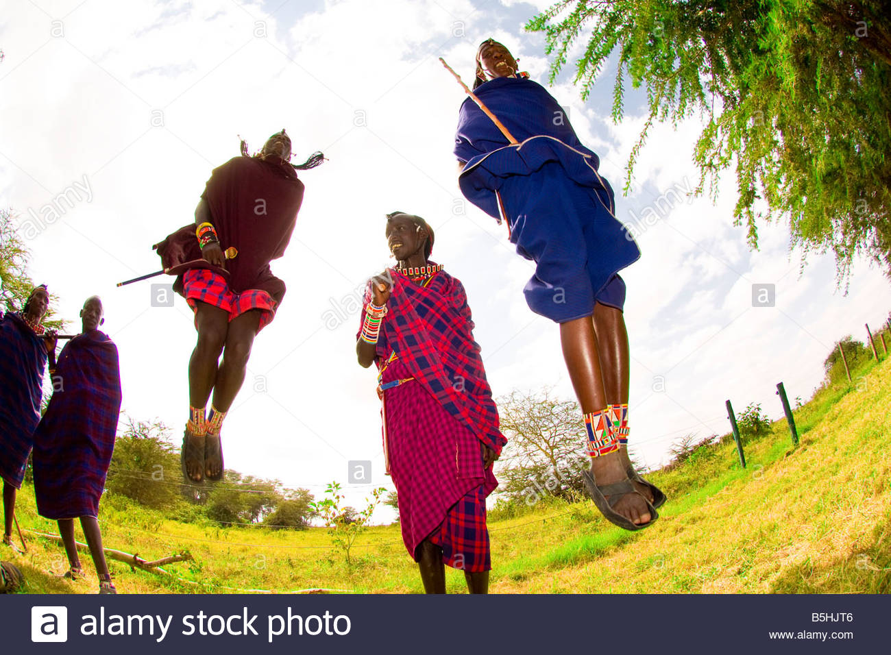 Maasai Warriors Dancing Jumping Kenya High Resolution Stock Photography ...