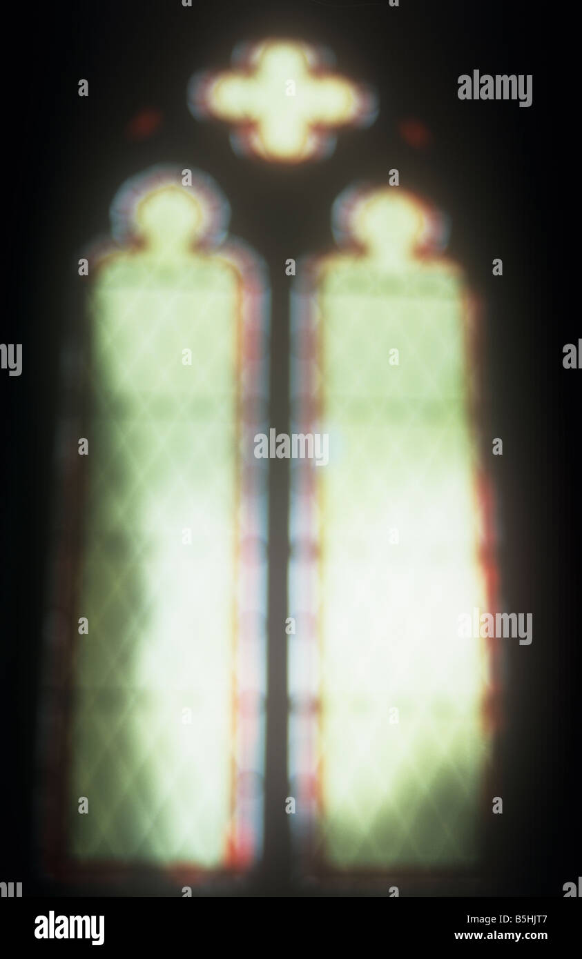 Impressionistic red fringed diamond leaded windows in Early English ...