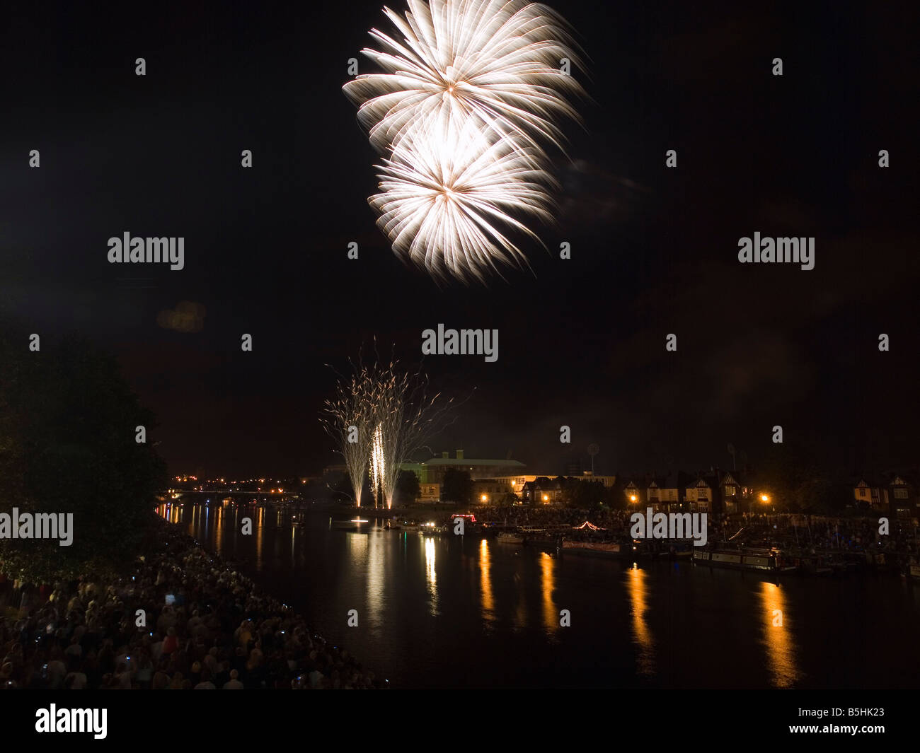 The annual firework display at the Riverside Festival in Nottingham ...