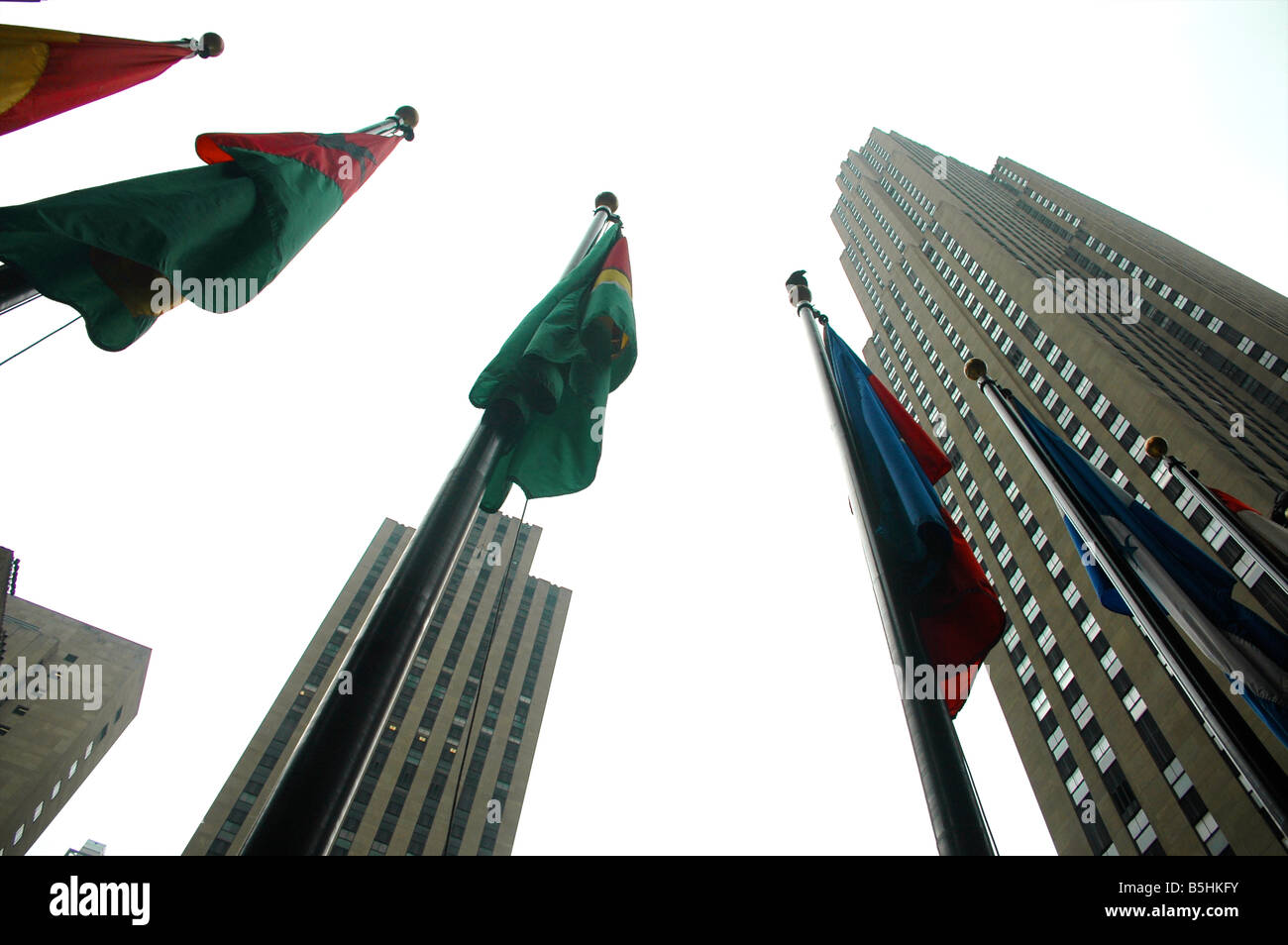 Flag poles at the Rockefeller Center in New York Stock Photo - Alamy