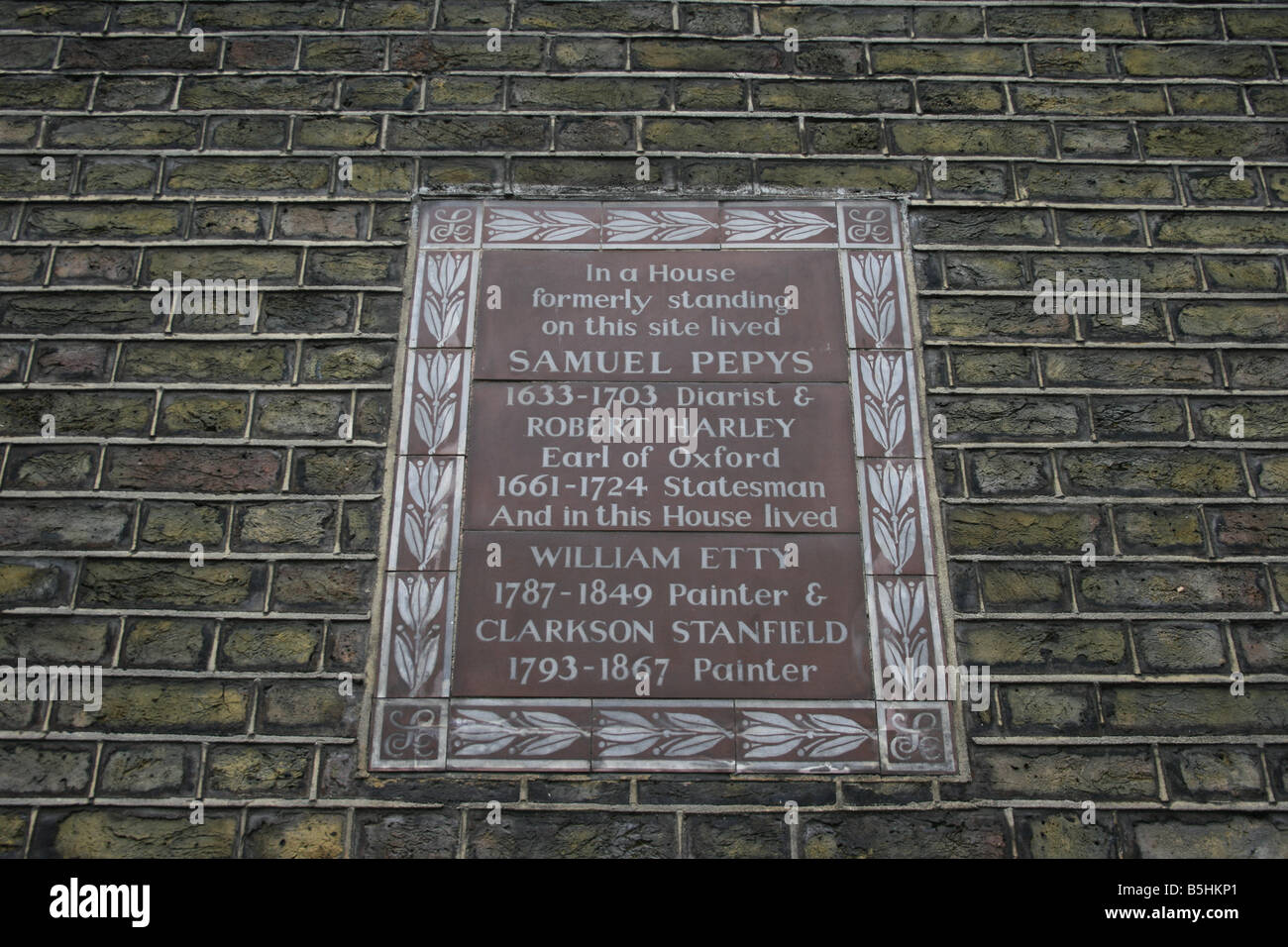 Samuel pepys plaque hi-res stock photography and images - Alamy