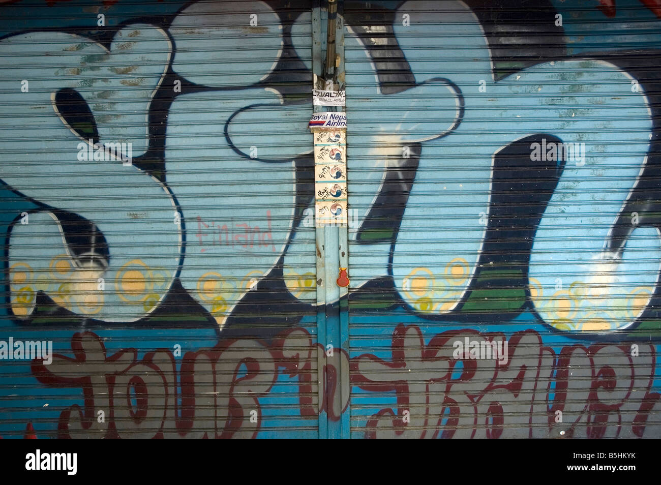 Graffiti painted on a shutter, Koh San Road, Bangkok, Thailand Stock ...