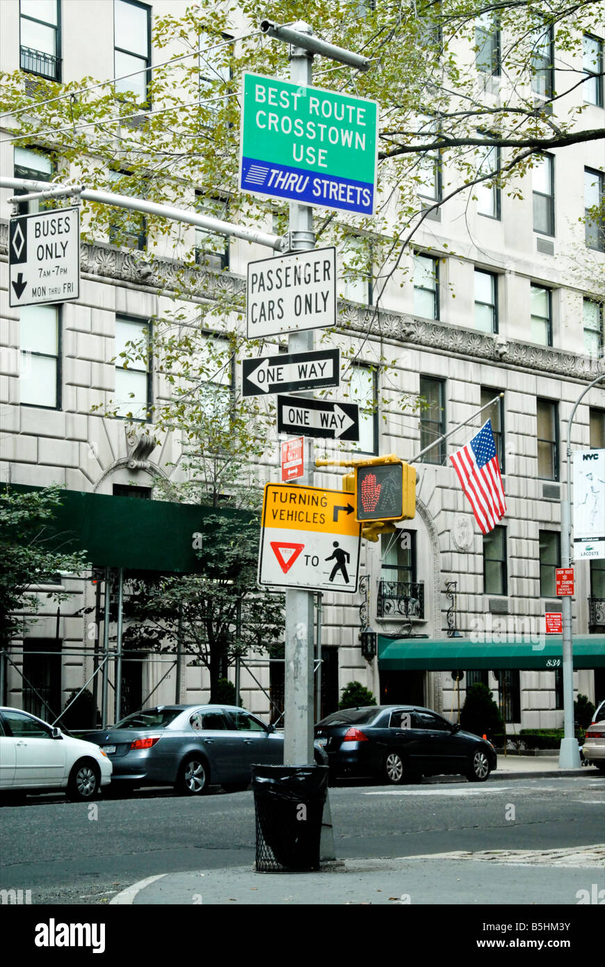 Traffic Signs in Upper East Side of New York Stock Photo - Alamy
