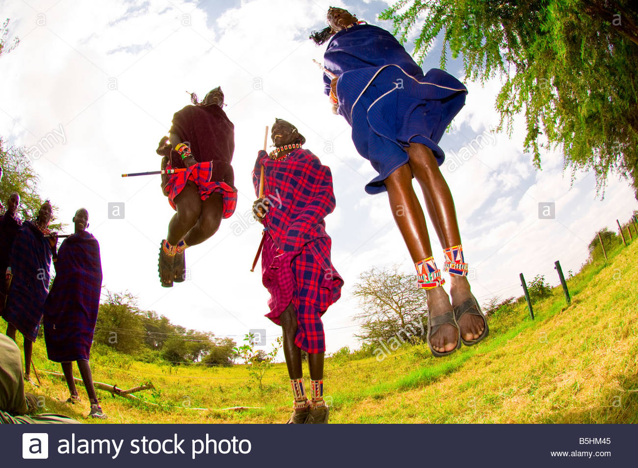 Maasai Warriors Dancing Jumping Kenya High Resolution Stock Photography ...