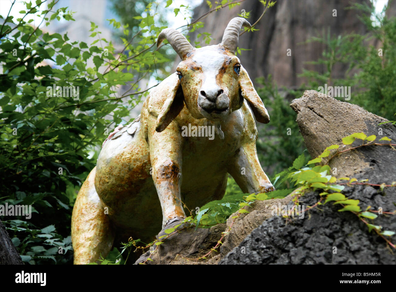 A statue of a goat at the Central Park Children's Zoo in New York Stock ...