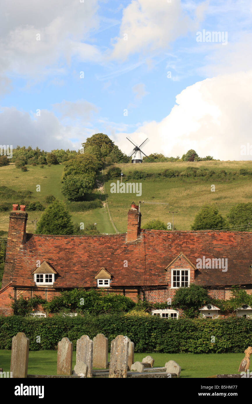Ibstone windmill looking over the village of Turville Buckinghamshire ...
