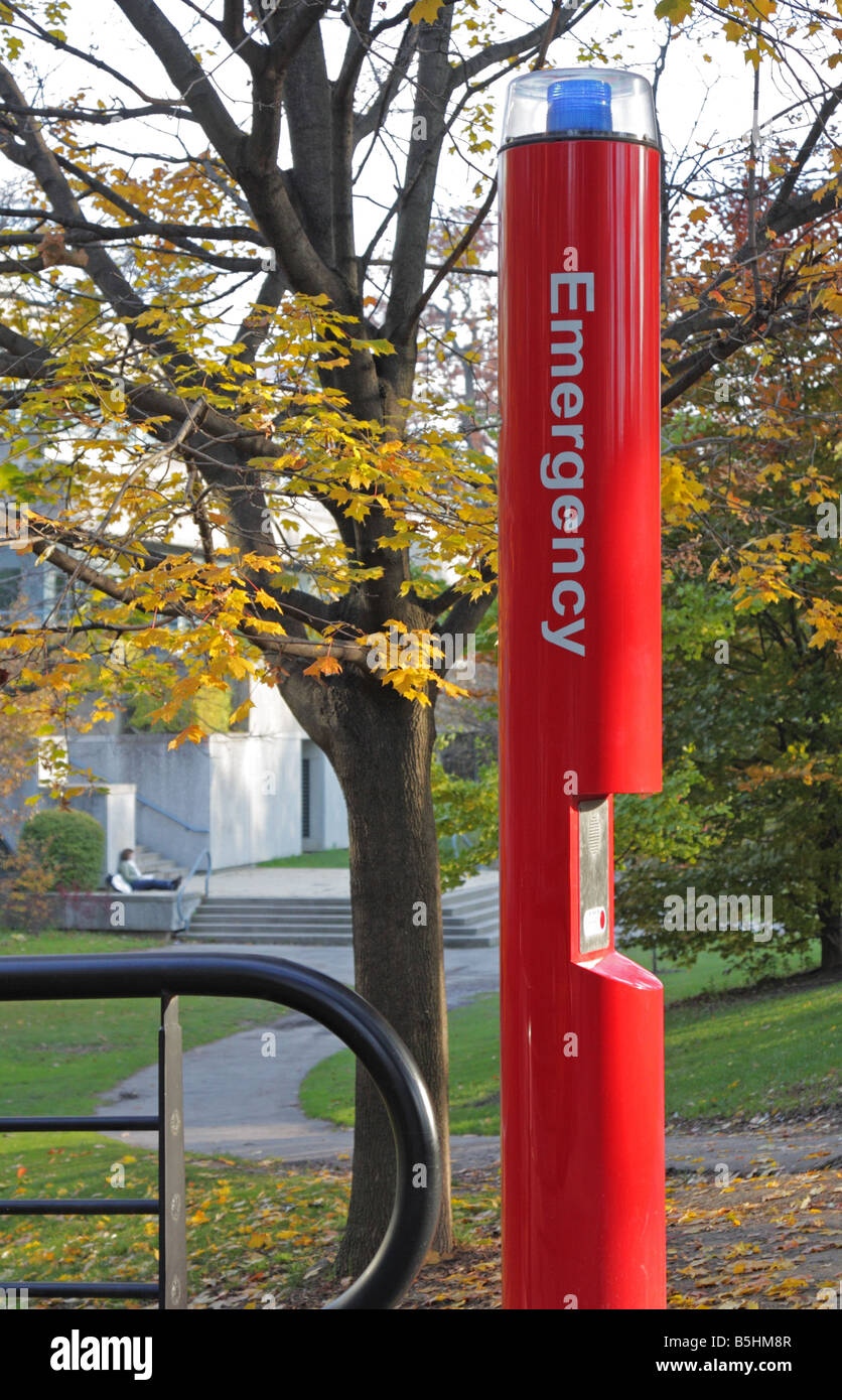 Emergency light and call button on university campus Stock Photo - Alamy