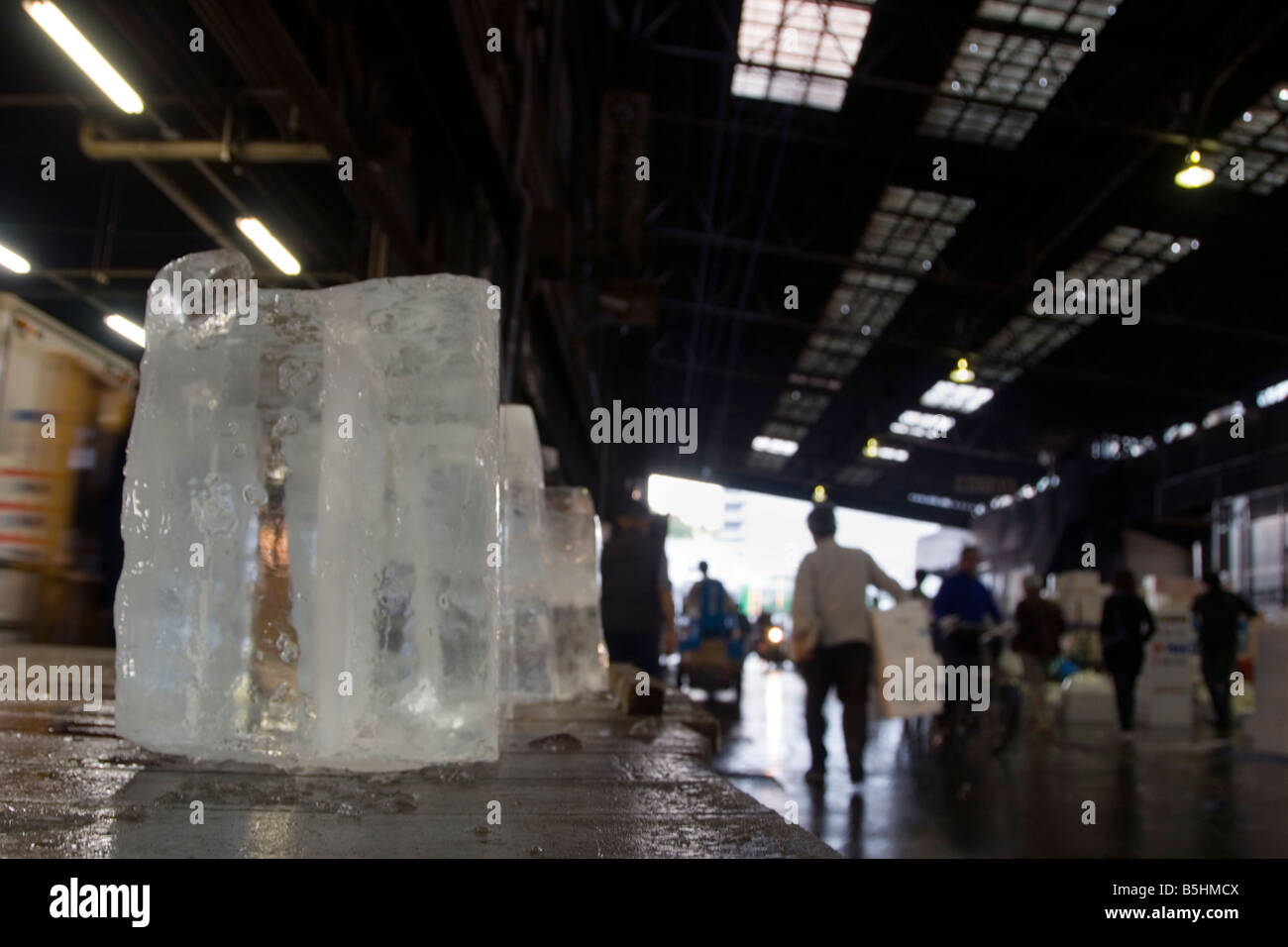 Ice block at Tsukiju Fish Market Tokyo Japan Stock Photo - Alamy