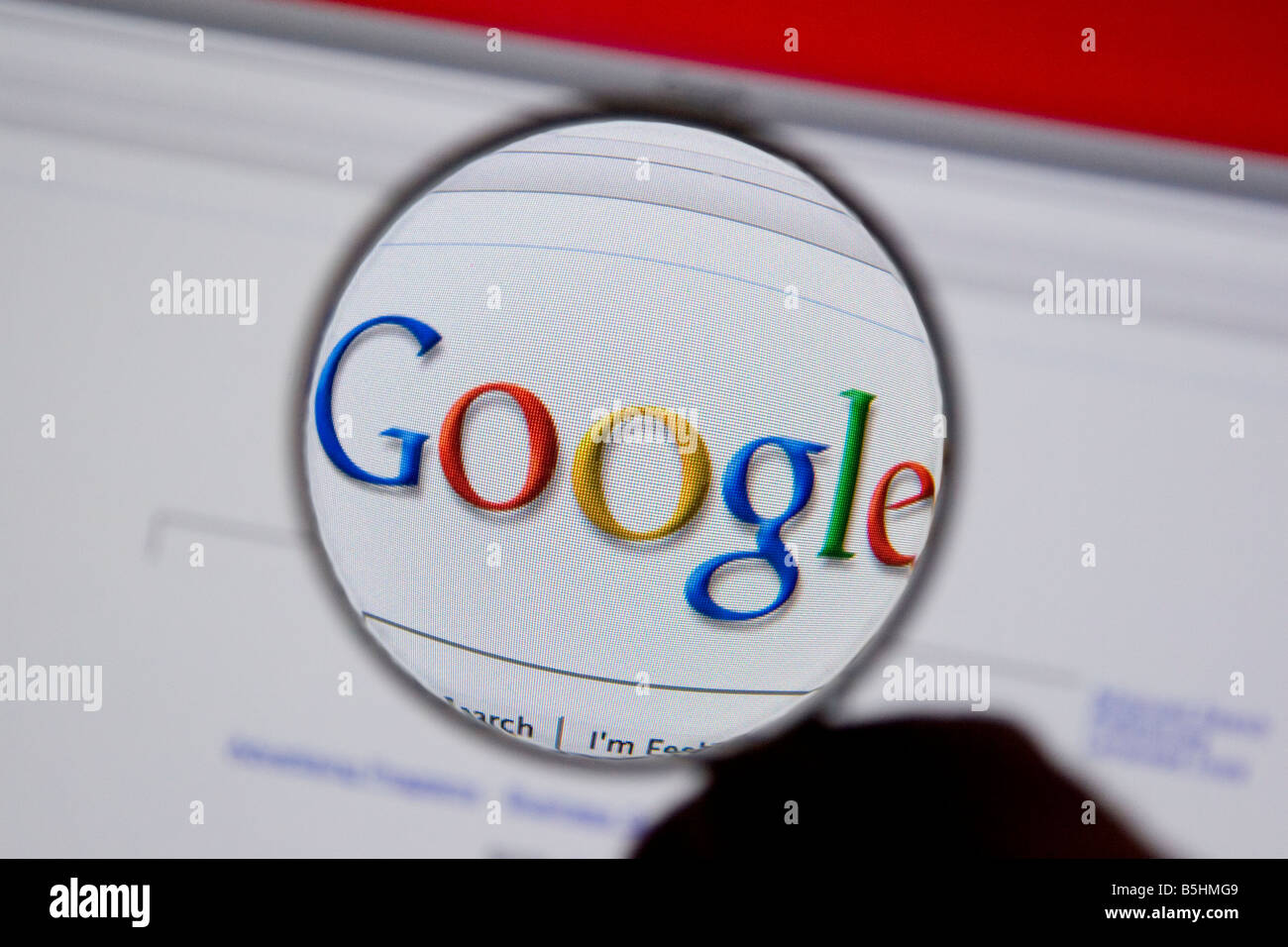 Google search engine Google logo on a computer screen with a magnifying ...