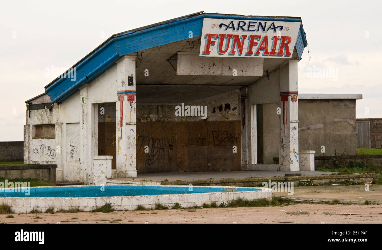Derelict fun fair building in countryside Stock Photo - Alamy