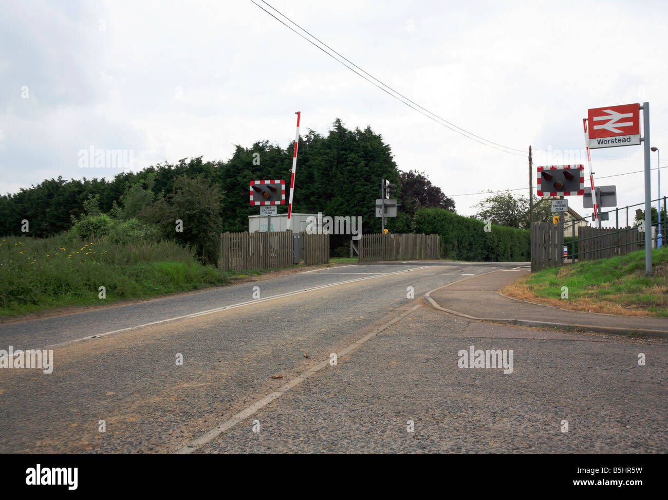 Level crossing next to Worstead station on the Bittern line, Norfolk ...