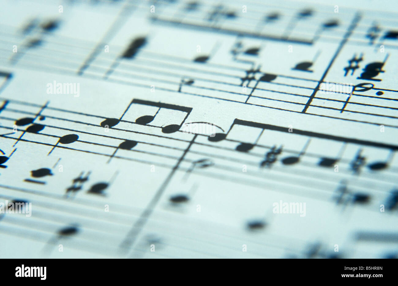 Close up of part of page of sheet music showing musical notation Stock ...