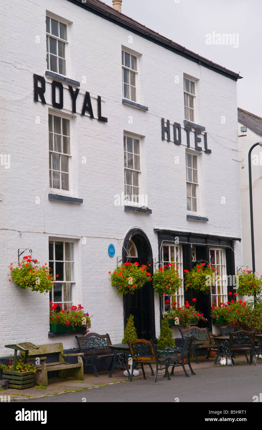 Exterior of Royal Hotel in the rural market town of Usk Monmouthshire ...