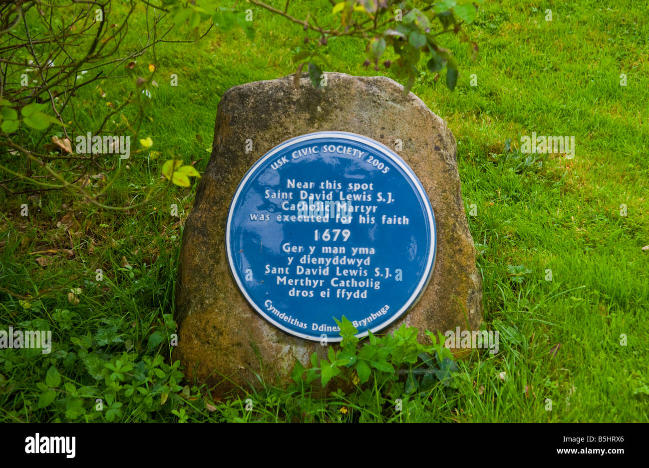 Blue Plaque marking site of execution of Saint David Lewis 1679 in the ...