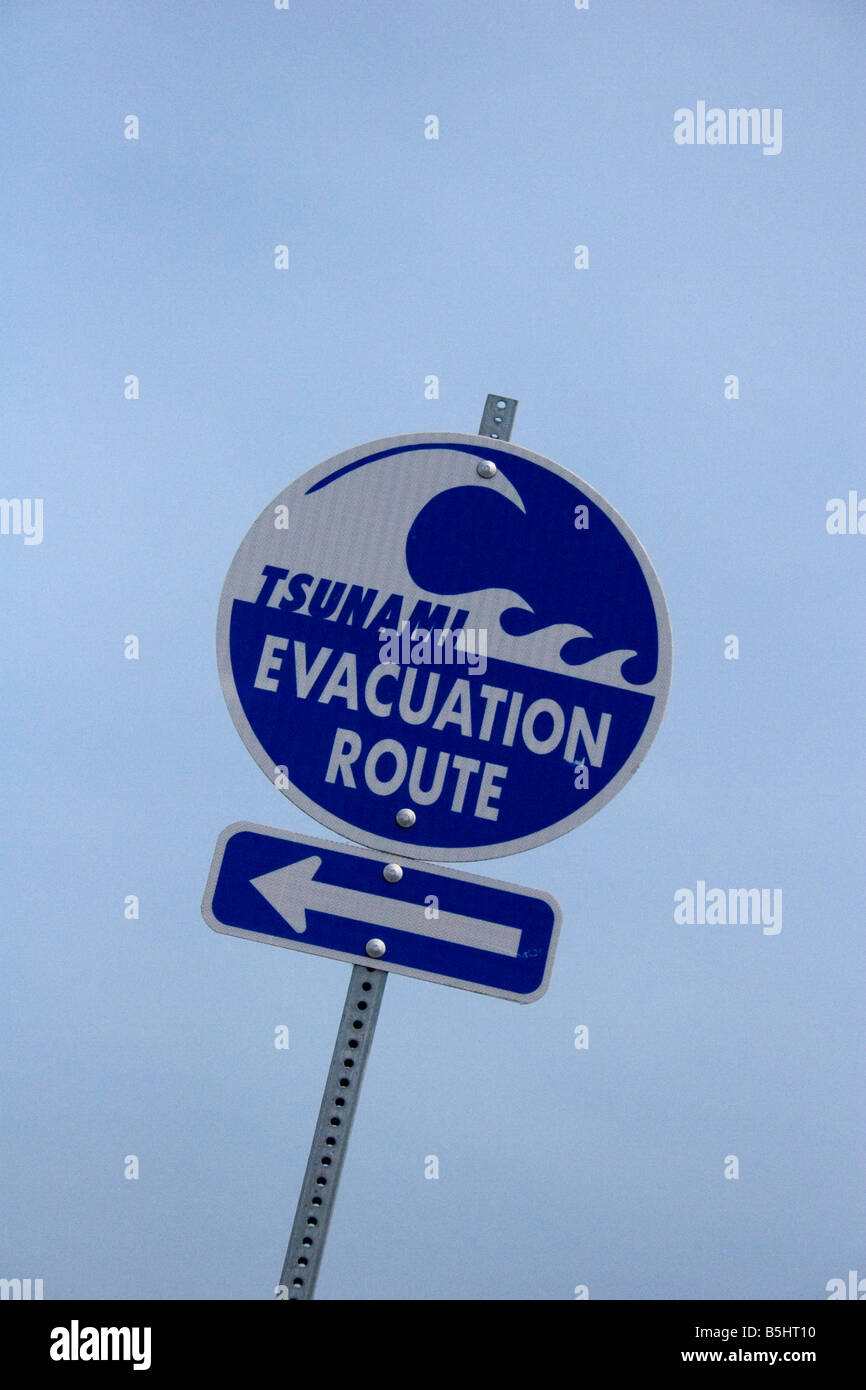 Tsunami evacuation route sign Stock Photo - Alamy