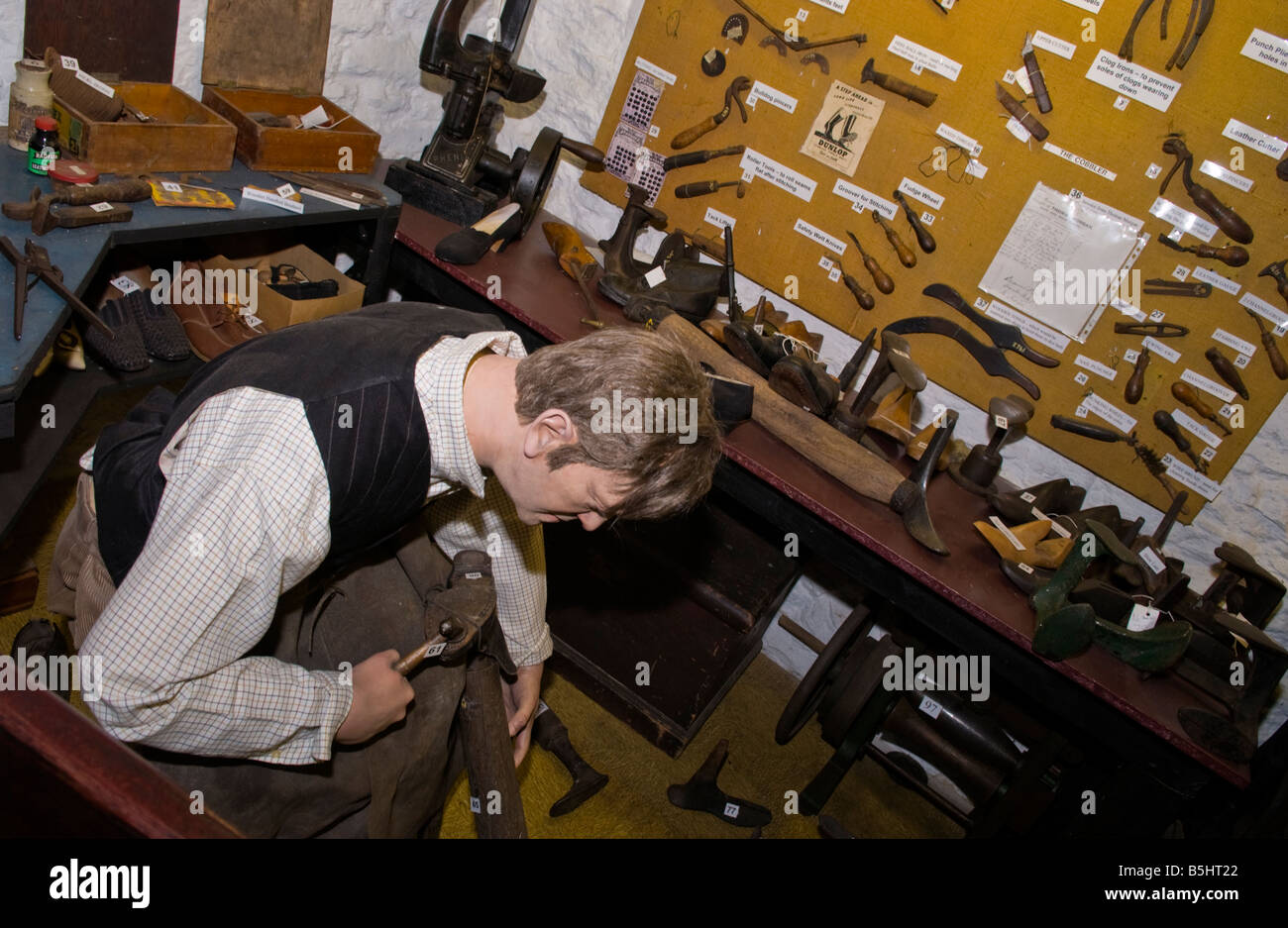 Cobblers shop in Usk Rural Life Museum in the rural market town of Usk ...