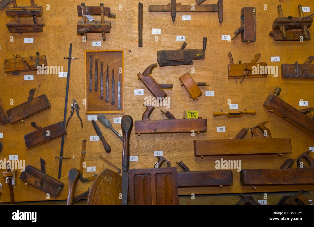 Carpentry display in Usk Rural Life Museum in the rural market town of ...
