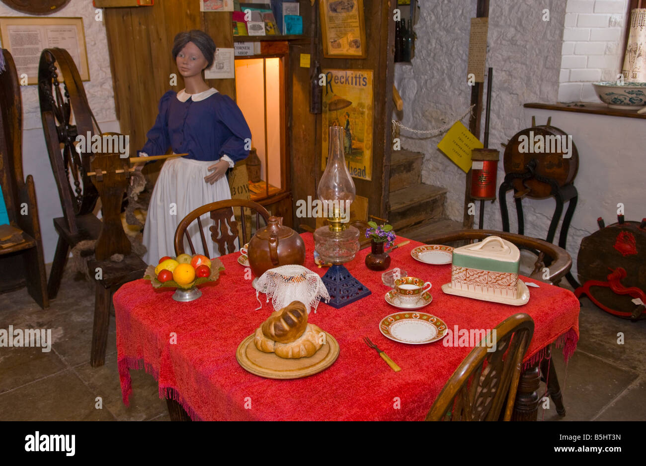 Farmhouse kitchen display in Usk Rural Life Museum in the rural market ...