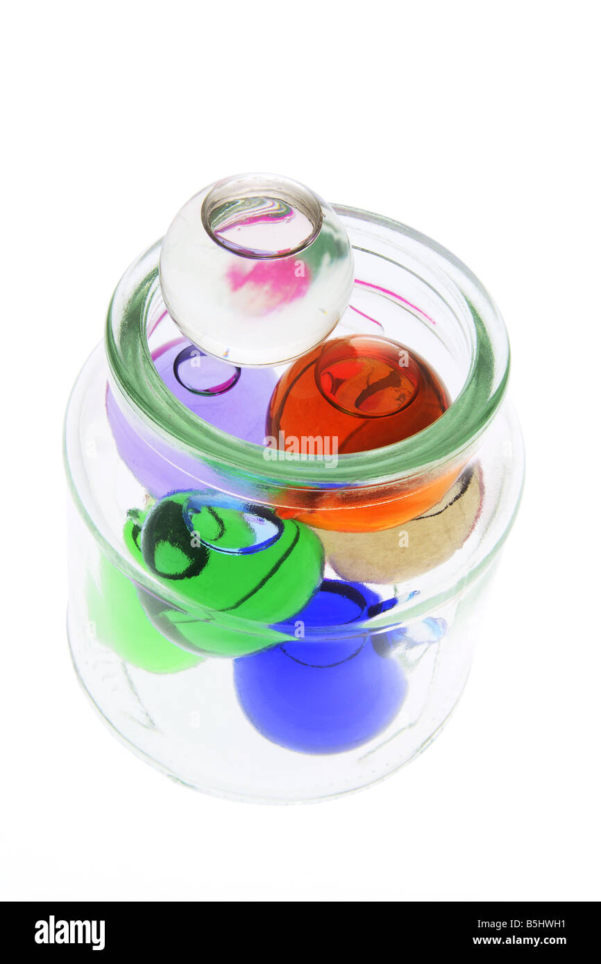 Glass Balls in Jar Stock Photo - Alamy
