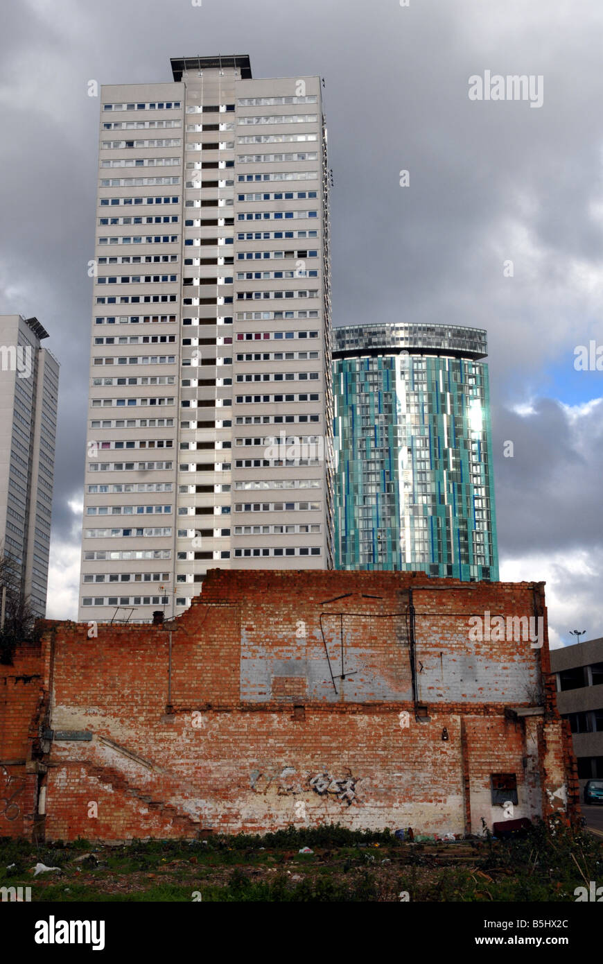Beetham tower, overshadowed by a neighbouring tower block in the run ...