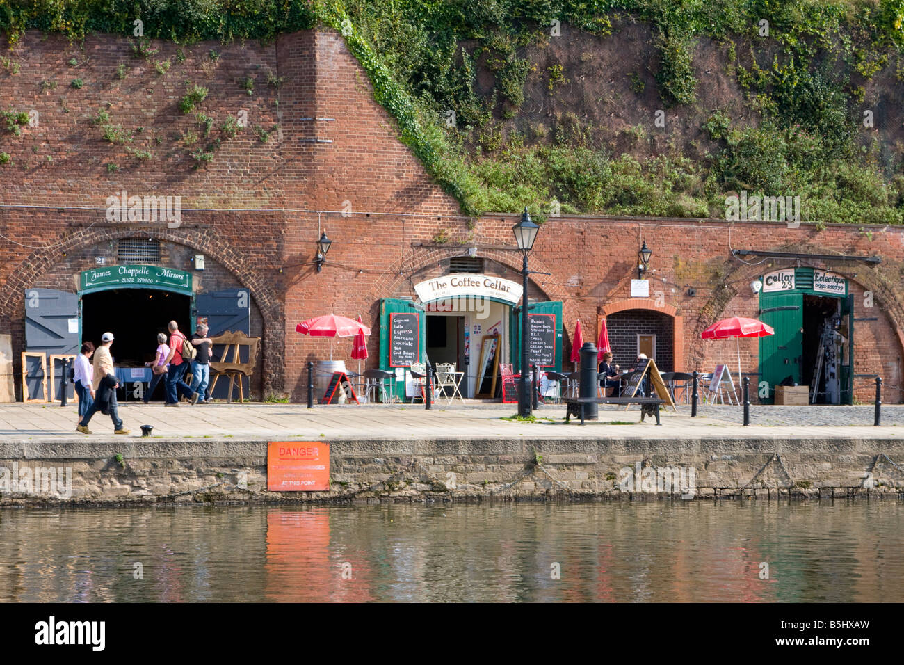 Shops and Cafes Quayside Exeter Devon UK Stock Photo - Alamy