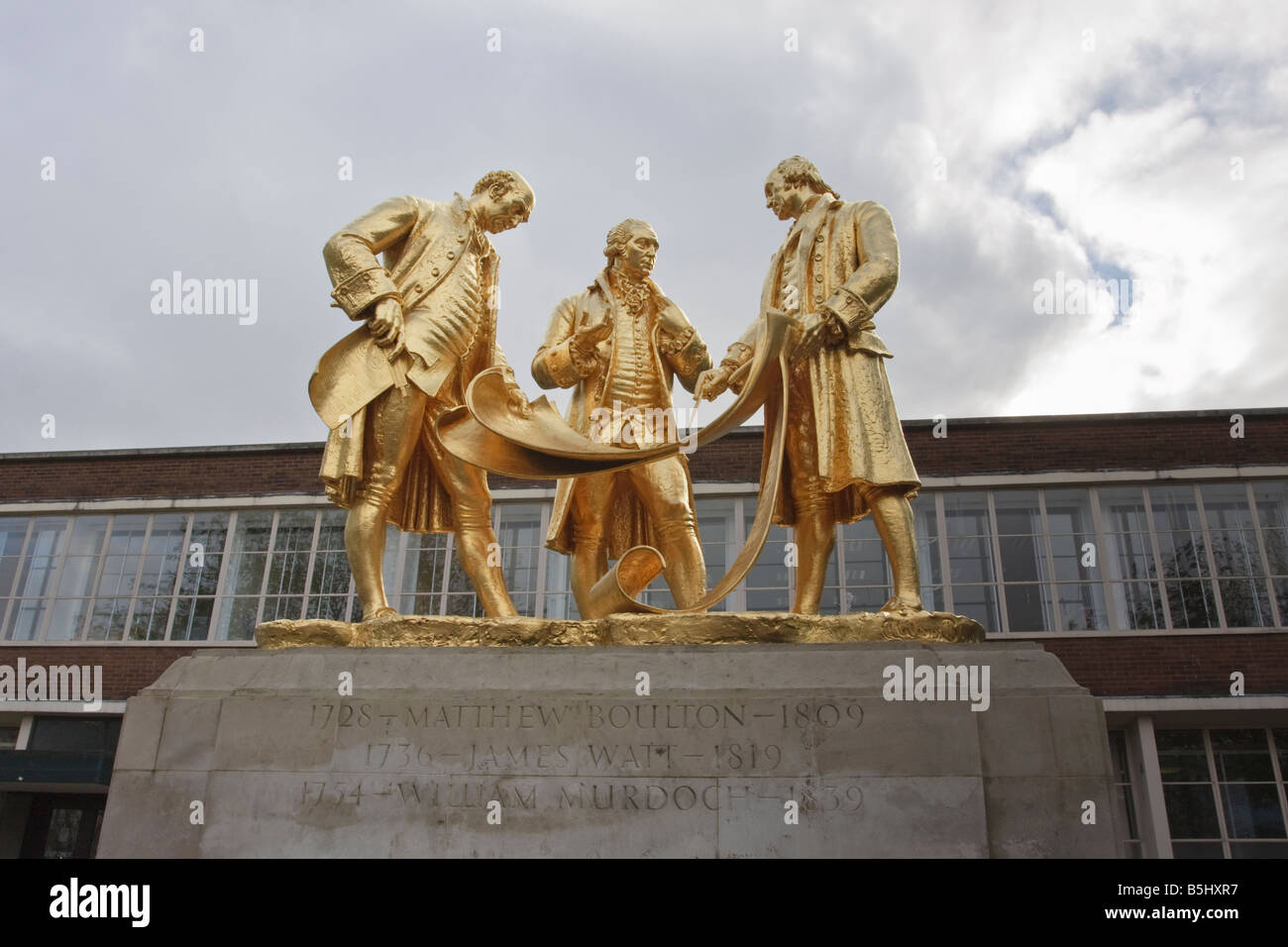 The gilded bronze statue of Matthew Boulton James Watt and William ...