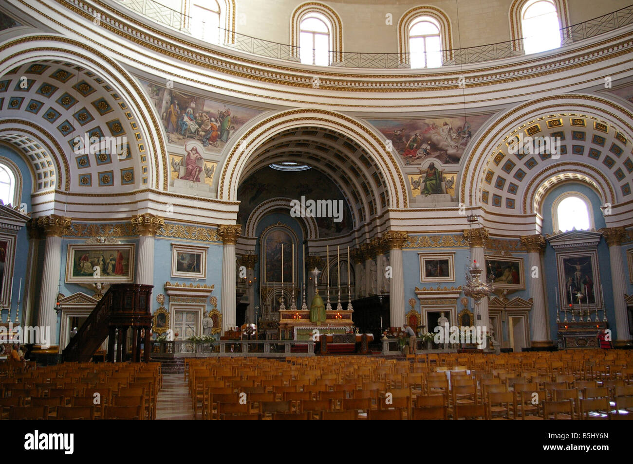 The interior of St. Mary's Church, Mosta, Malta Stock Photo - Alamy