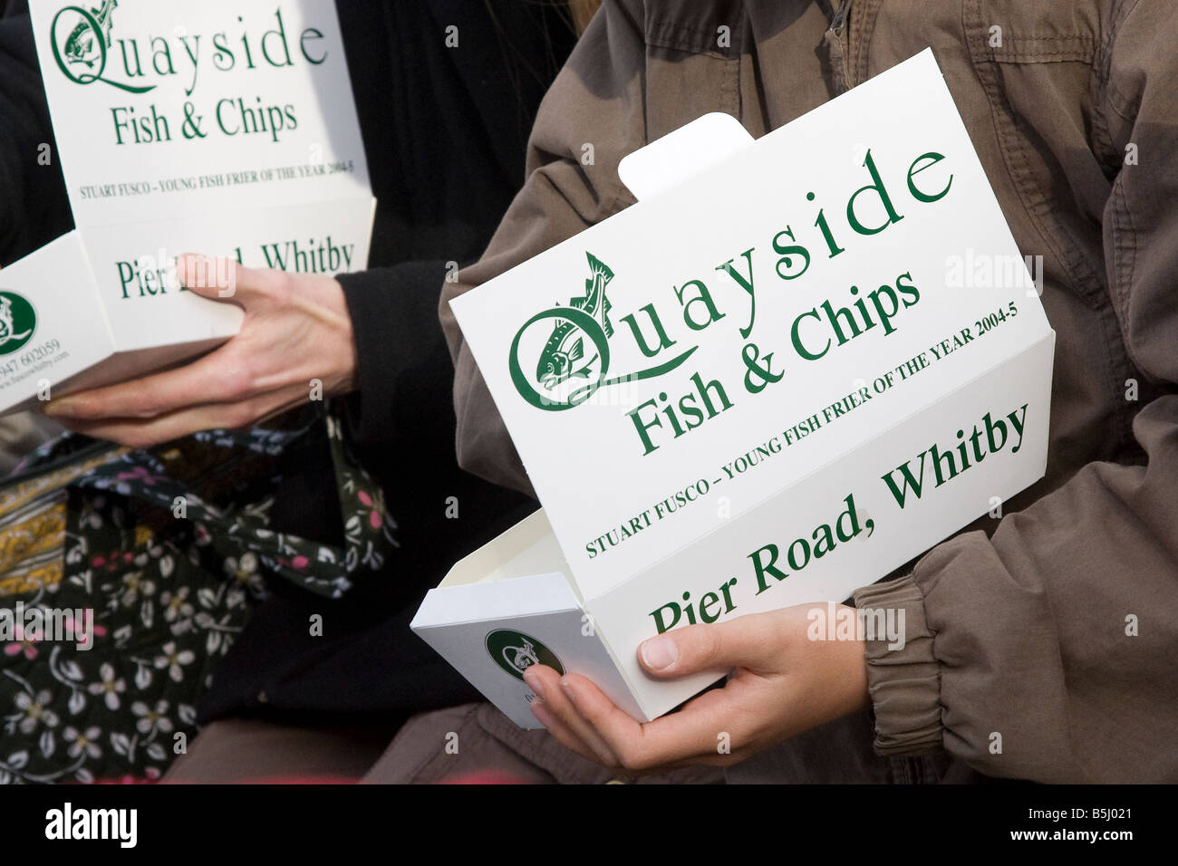 Couple eating fish & chip; Chippy Cardboard Packaging Fusco family ...