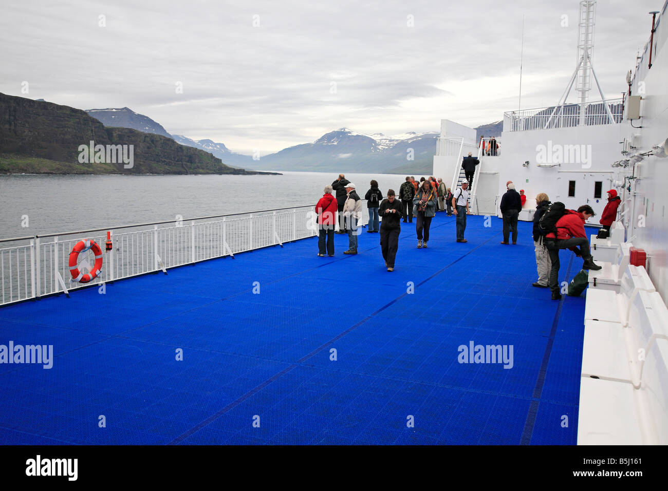 arrival of the ferry Norröna in Seydisfjördur (Seyðisfjörður), Iceland ...