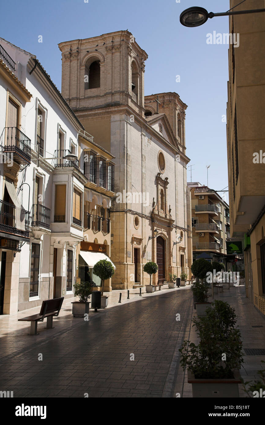 Street scene in town of Montilla showing Iglesia de la Encarnación ...
