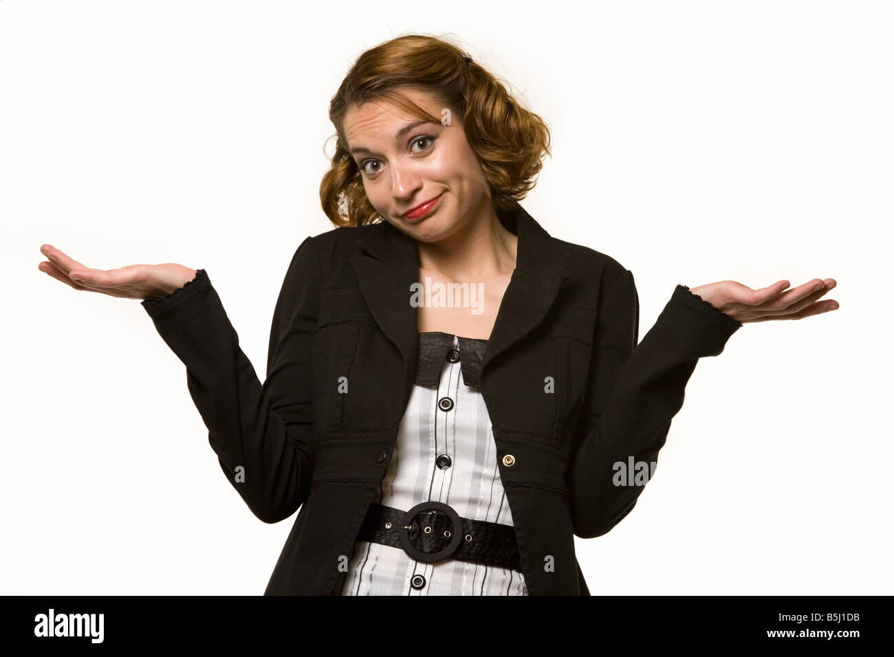 Woman with hands out Stock Photo - Alamy