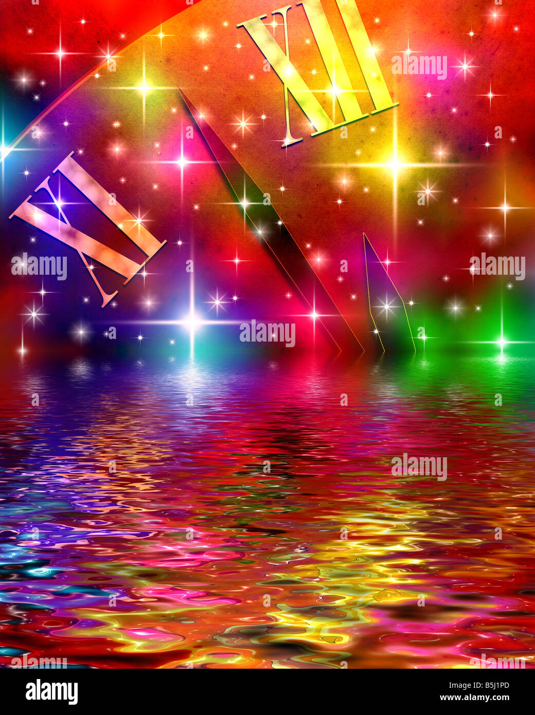 New Year Holiday background with clock fingers near to 12 Stock Photo ...