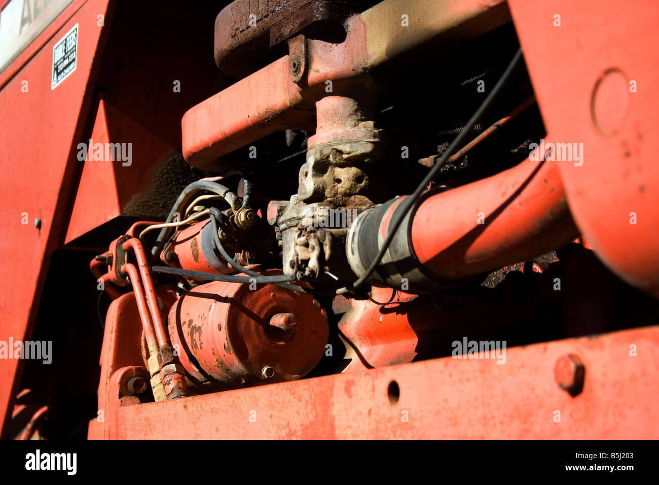 Close up of a tractors motor Stock Photo - Alamy