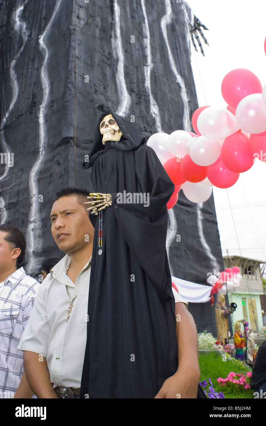 Worshippers of the Santa Muerte cult gather for Sunday services Stock ...