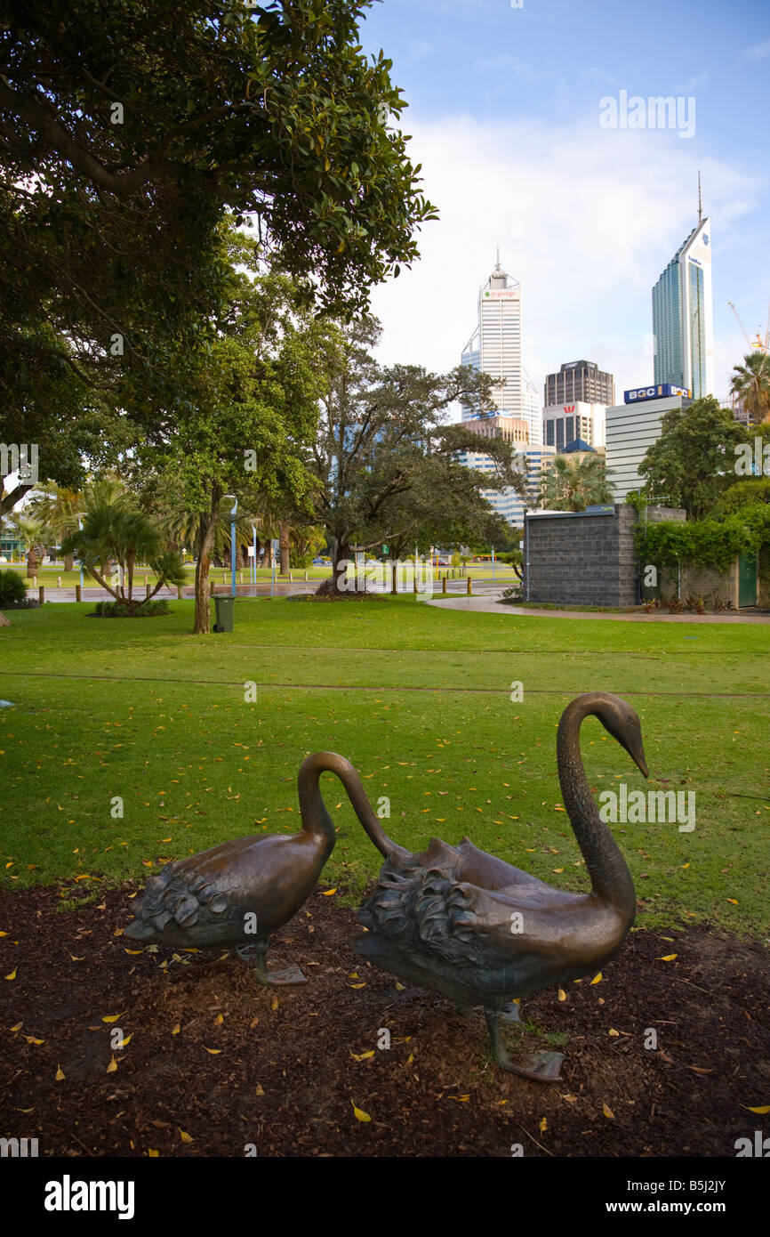 Swan sculptures near the Swan Bell Tower Perth Western Australia Stock ...