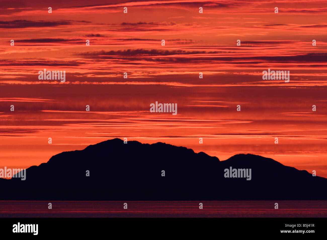 Dramatic sunset and stunning sky in the Strait of Georgia BC showing ...